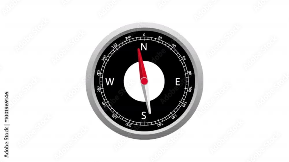 compass icon animation for location direction map on white background ...