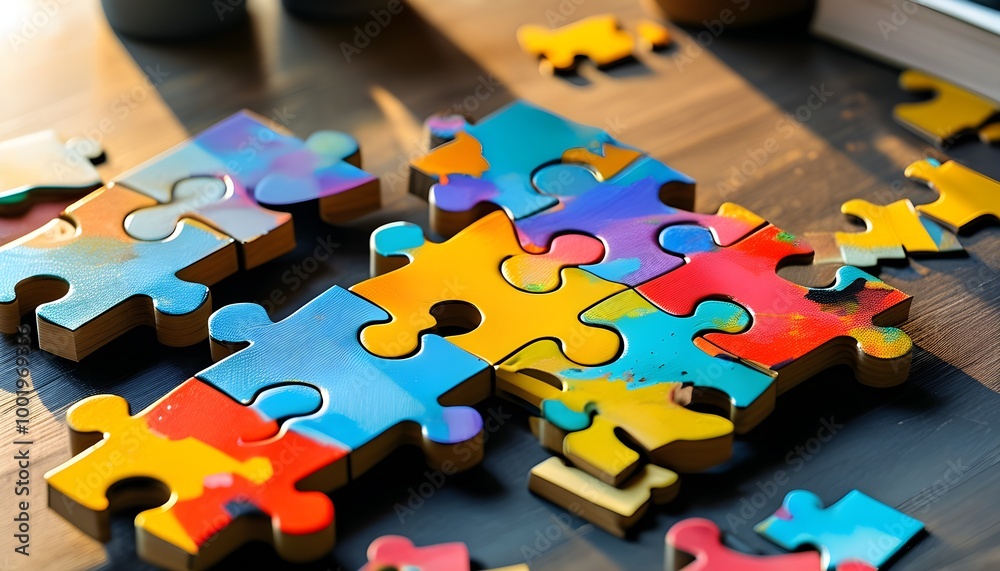 Colorful Puzzle Pieces Representing Collaborative Teamwork and Unity ...