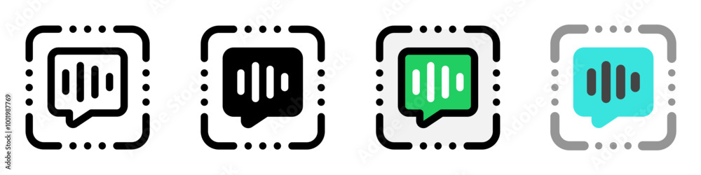 Editable speech recognition, voice scan vector icon. AI technology ...