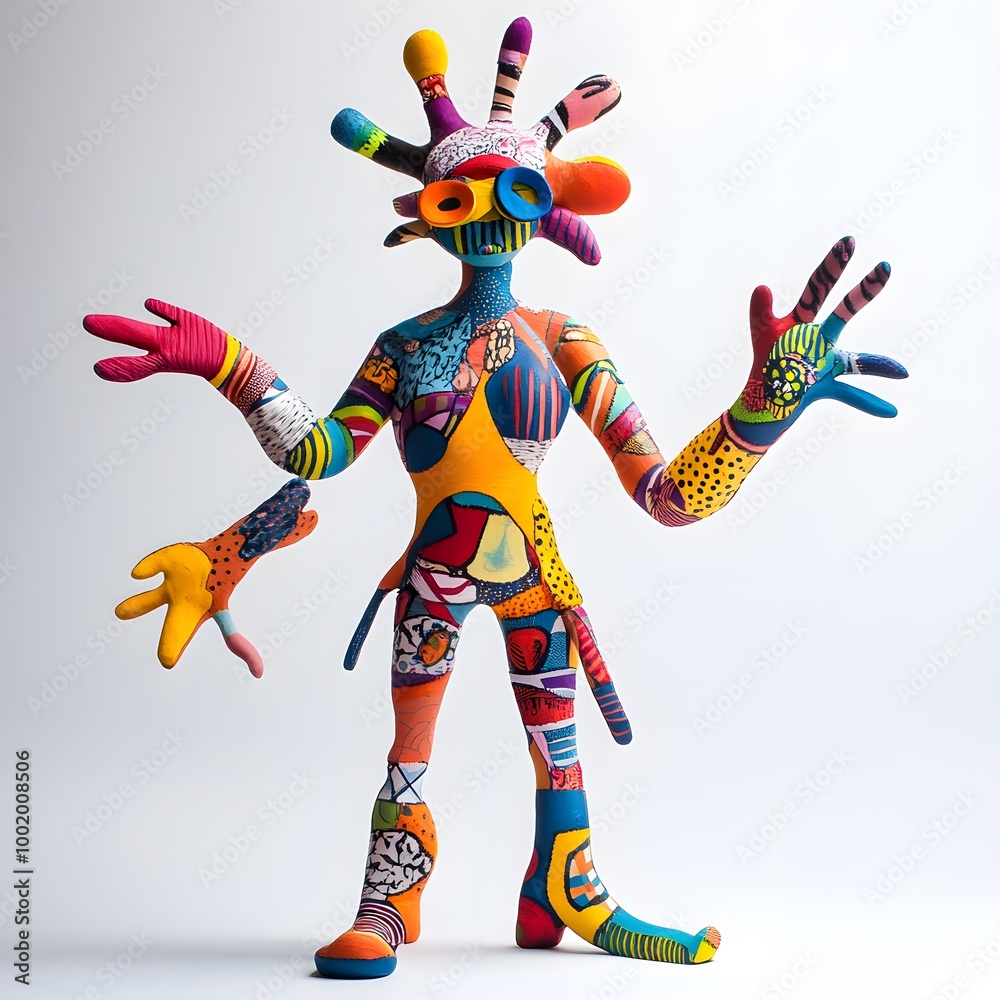 3. Art toy figure with quirky design bright colors and multiple ...