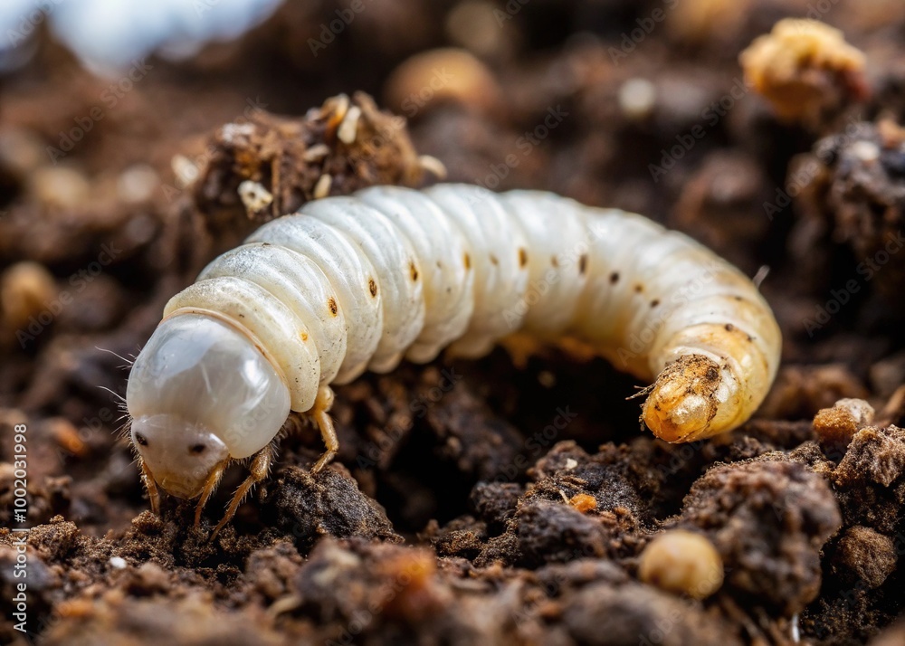 Creamy-white, segmented larvae with tiny legs and antennae emerge from ...