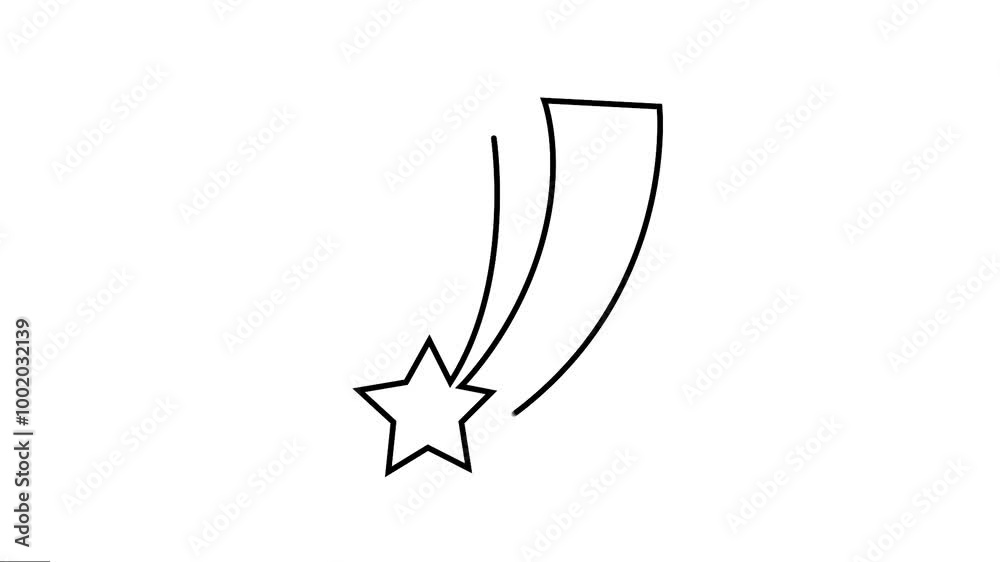Falling star continuous line art animation. Shooting star video ...
