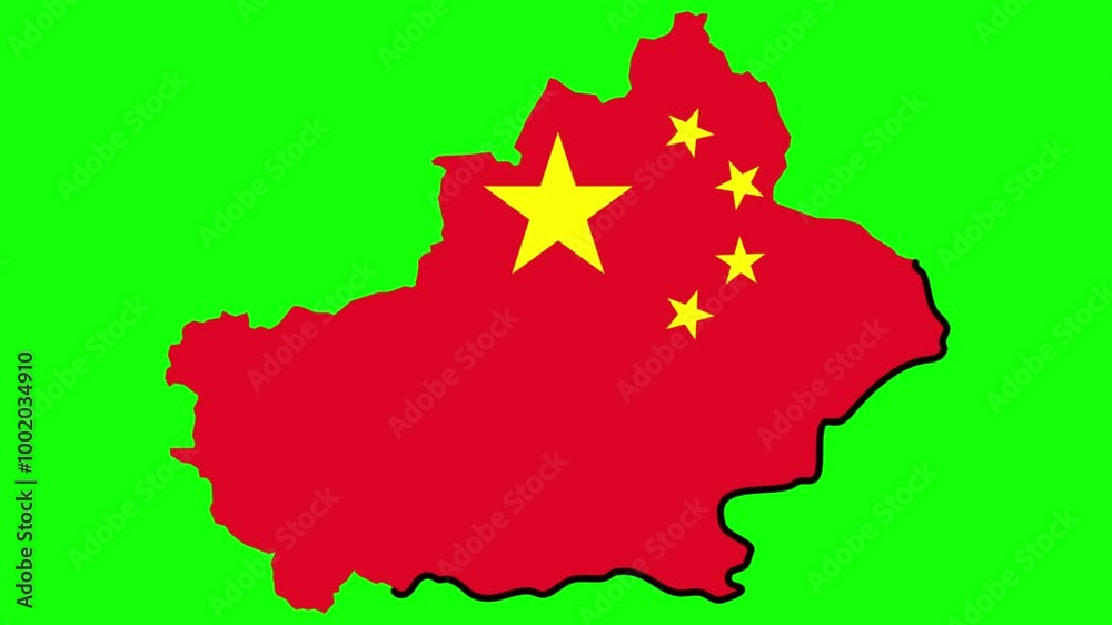 ANIMATED PROVINCE XINJIANG-CHINA MAP WITH GREENSCREEN, XINJIANG-CHINA ...