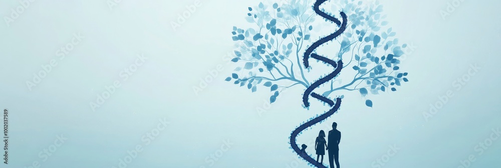 Simple family tree representing heritage and ancestry with entwined DNA ...