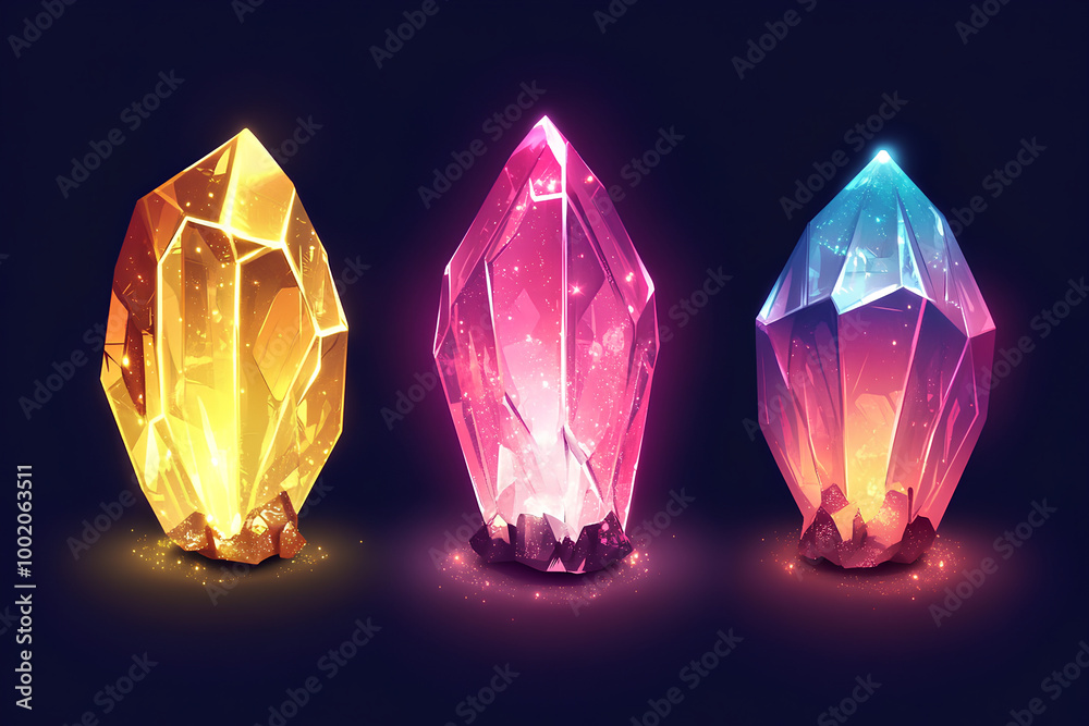 Magic crystal stone icon for game illustration. Fantasy gem and diamond ...