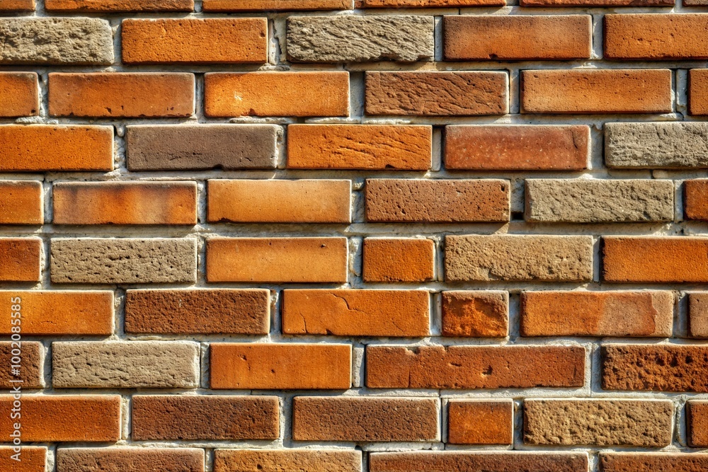 Brick wall with staggered pattern and textured concrete mortar Stock ...