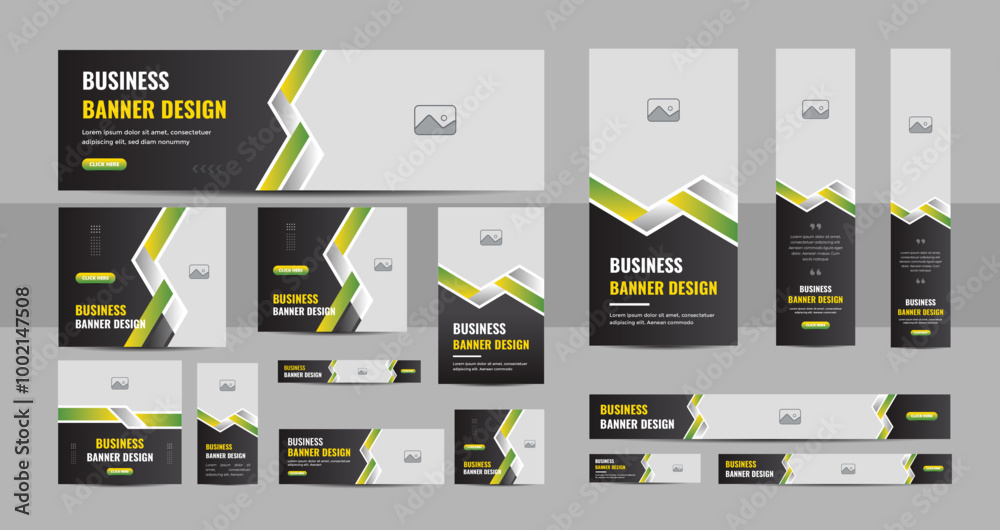 Corporate web banner template bundle, social media post or square ...