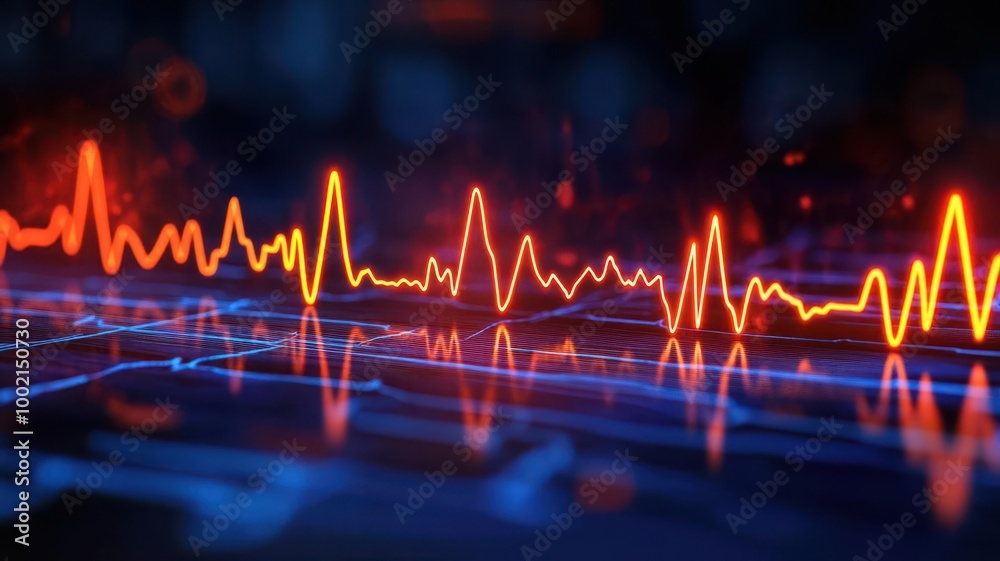 Photorealistic EKG showing ST elevation and pathological Q waves, signs ...
