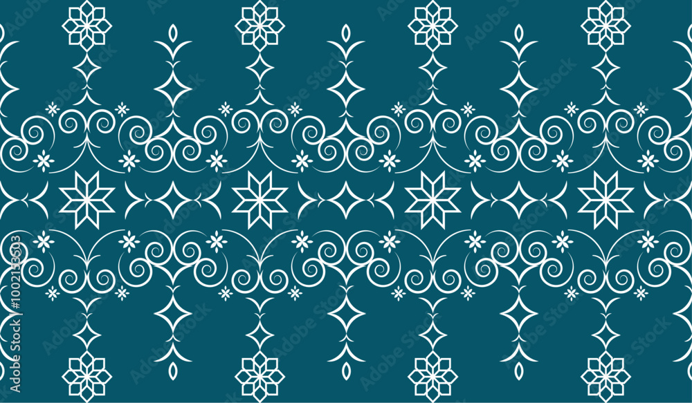 Hmong ethnic patterns and green and white toned leaf designs are used ...