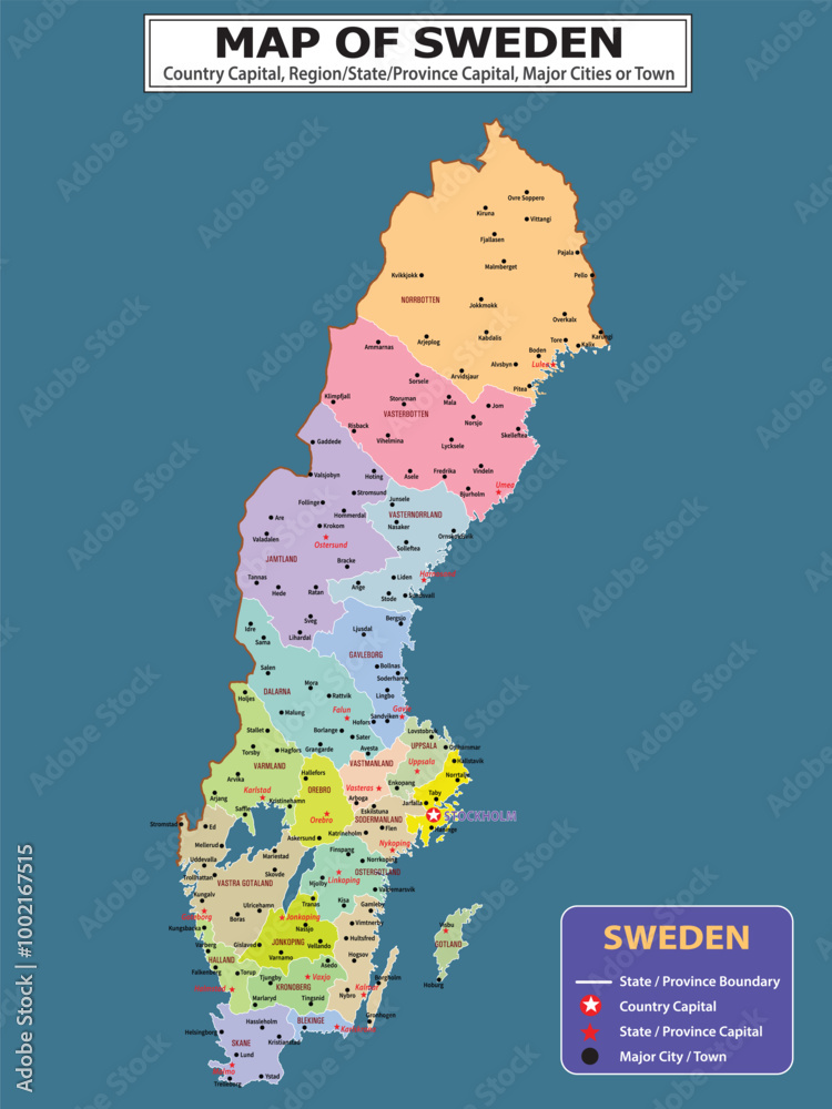 European Country Geography Political map. Political map of country with ...