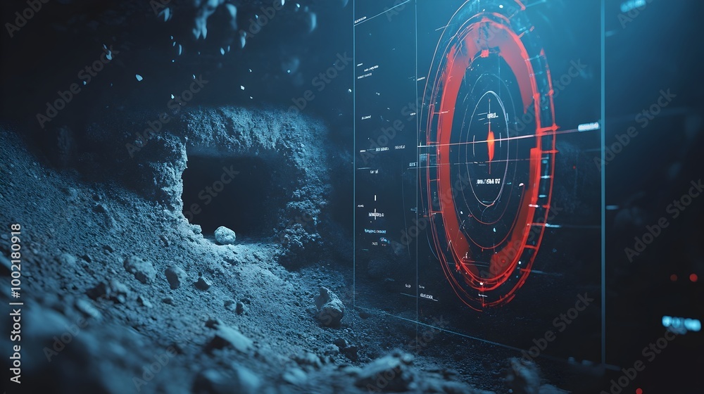 Close up view of a ground penetrating radar display showing detailed ...