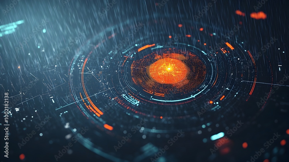 Close up view of a sophisticated radar screen used in professional ...