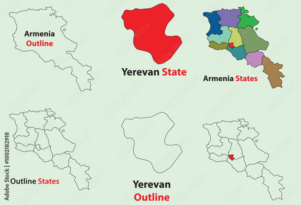 Yerevan map vector of Armenia, Yerevan line map, Yerevan with city map ...