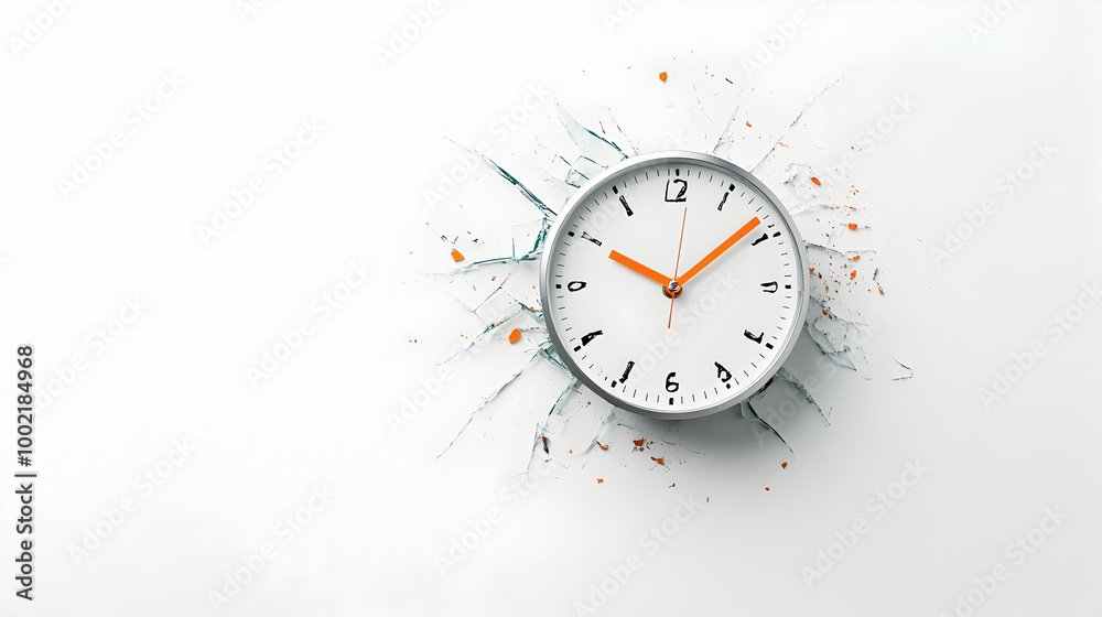 Closeup of a broken and malfunctioning clock with missing hands and a ...