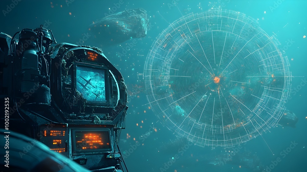 Detailed maritime radar screen displaying critical information about ...