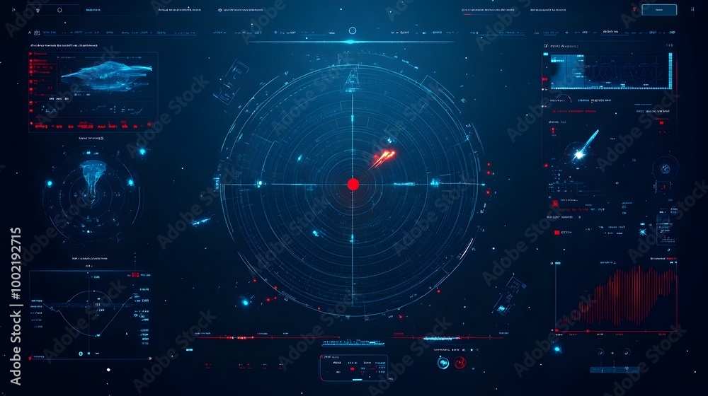 Detailed Radar Screen Displaying Real Time Tracking of Missile ...