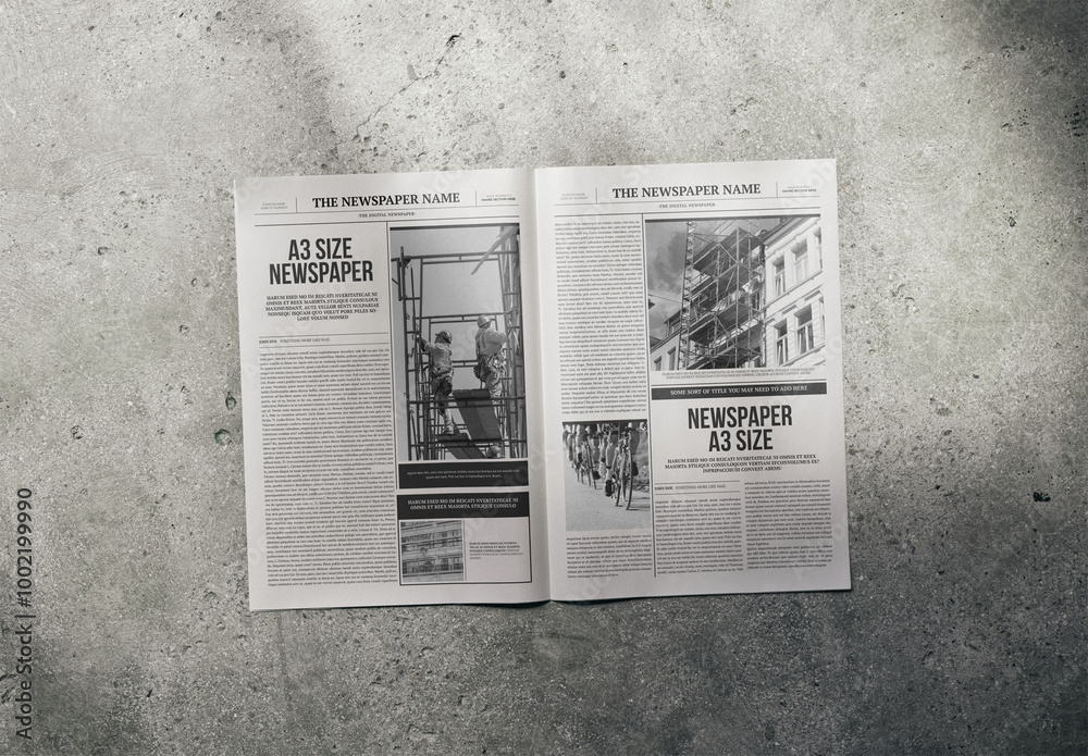 Mockup Of Customizable Vertical A3 Newspaper Inside Stock Template ...