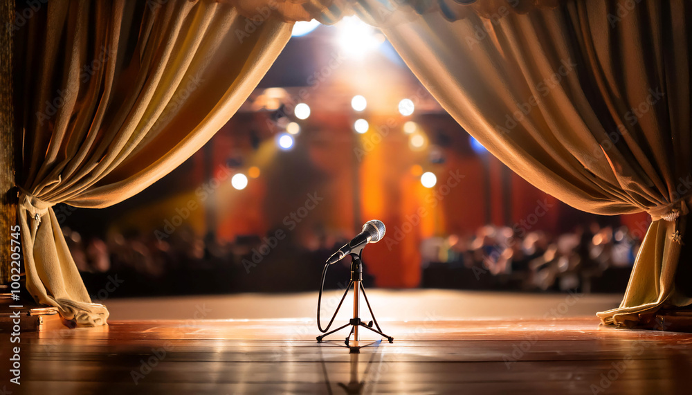 Stage and performance, featuring symbols like a spotlight, curtains ...