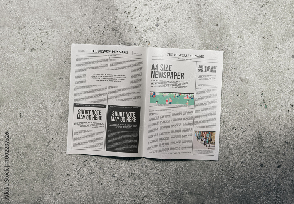 Mockup Of Customizable Vertical A4 Open Newspaper Stock Template ...
