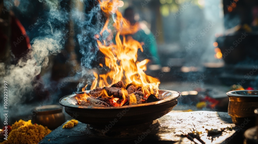 Fire Ceremony. Hindu Yajna Ritual: Authentic Vedic Fire Ceremony for ...
