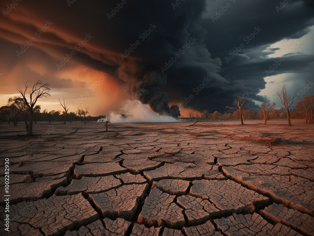 cracked earth in the desert, global warming, droughts and water ...