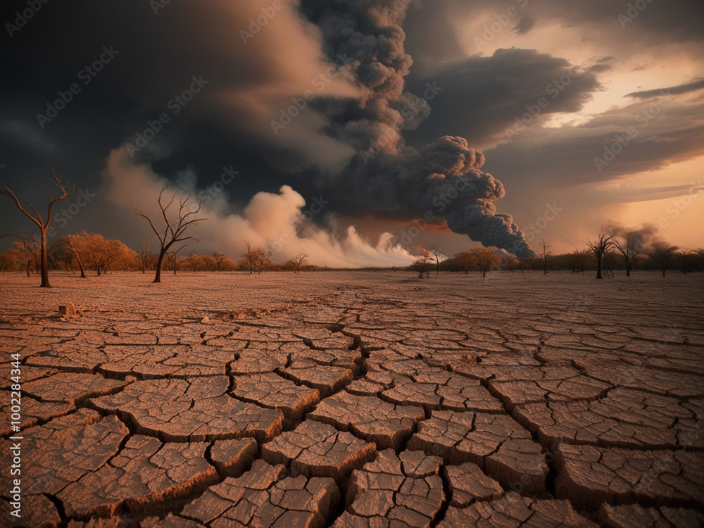 cracked earth in the desert, global warming, droughts and water ...
