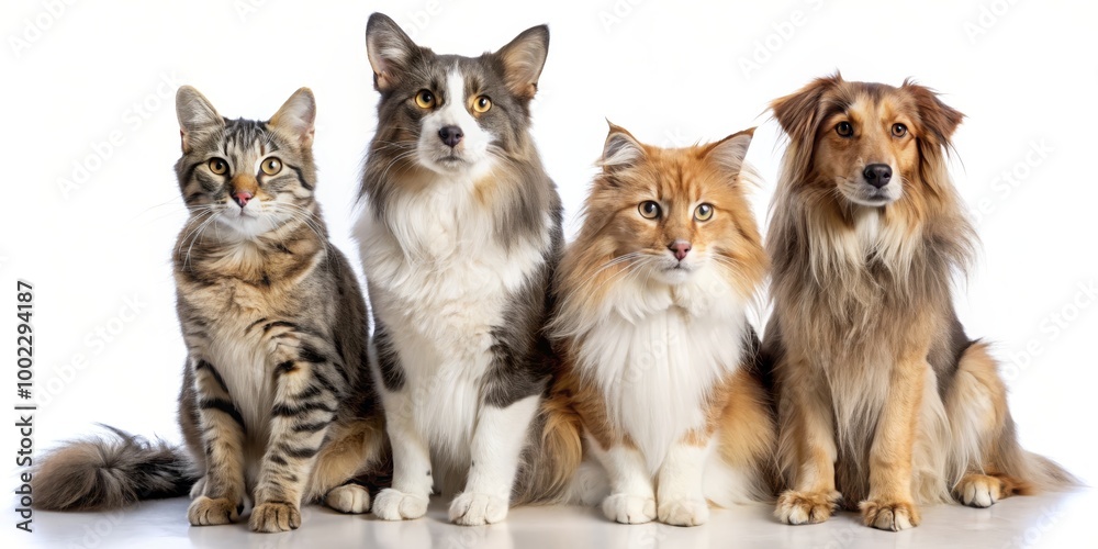 Four Furry Friends - A tabby cat, a Norwegian Forest cat, an Australian ...