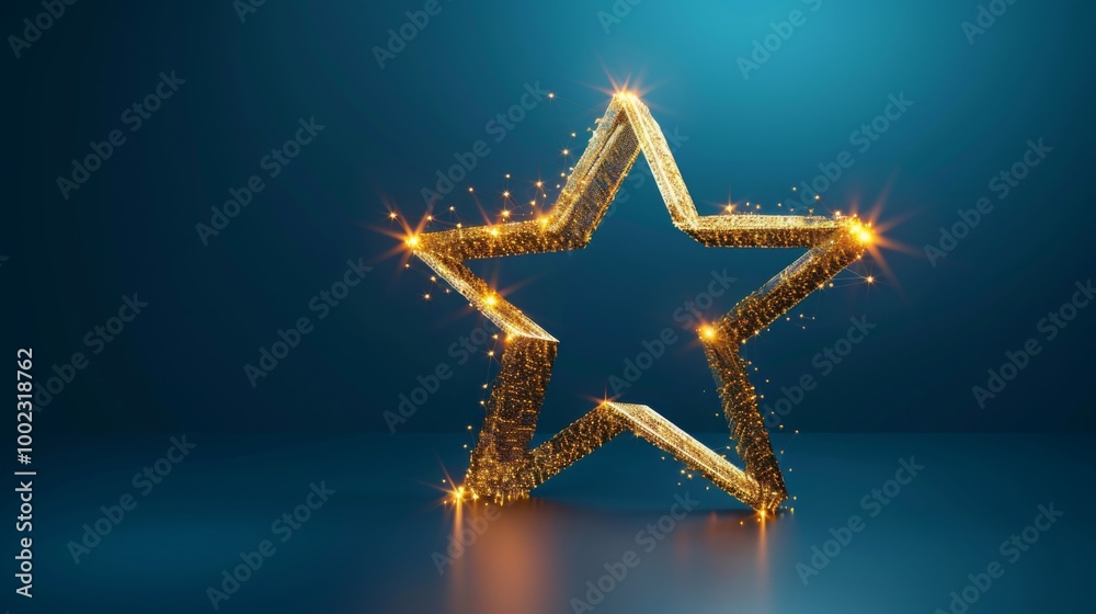 Digital Excellence and Achievement Concept, digital wireframe low poly ...