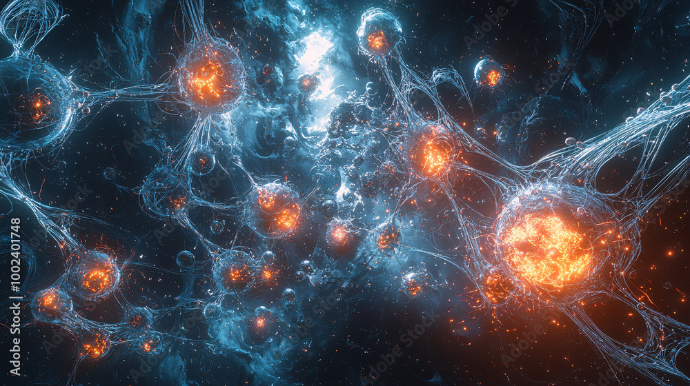 Science fiction-inspired digital art featuring a complex network of ...