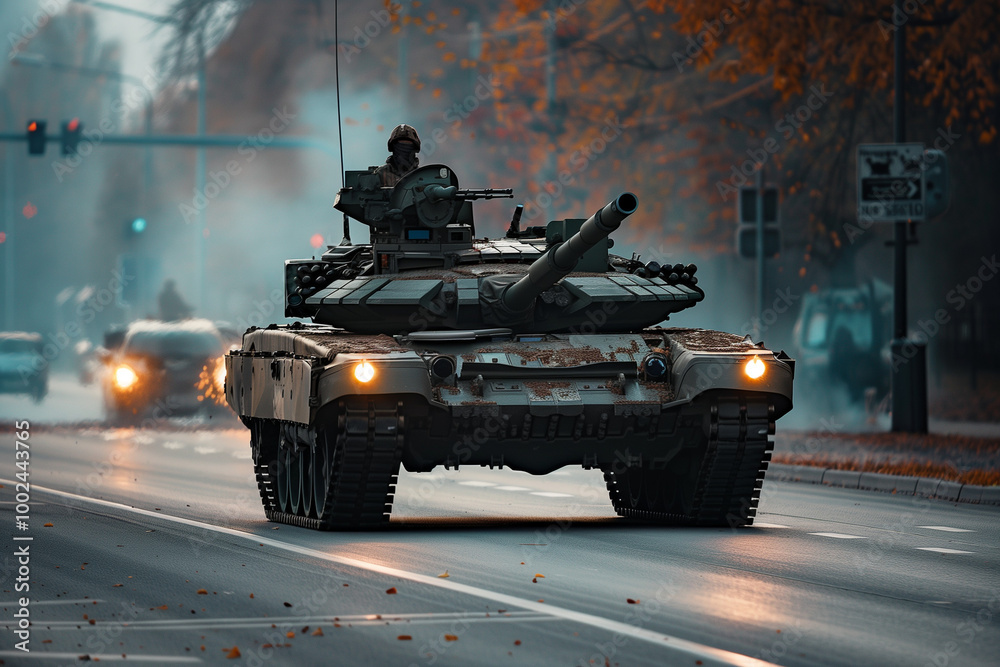 War Tank in the Heat of Combat Demonstrating Tactical Force and the ...