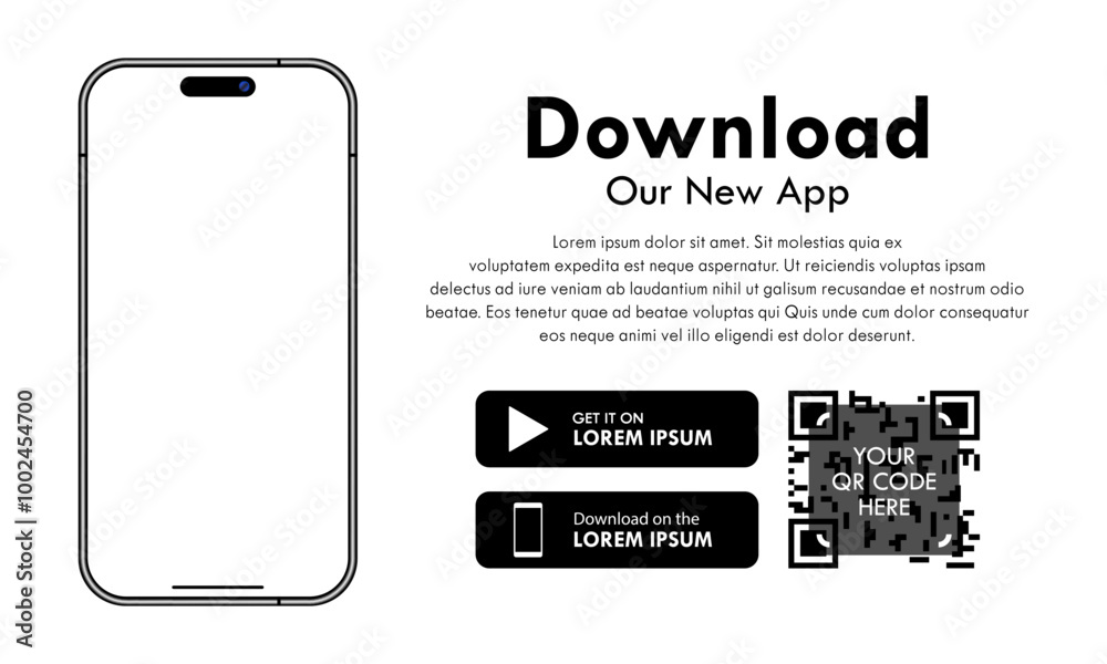 Download The App QR Code Play Store App Store Banner Mockup Template Download The App QR Code Play Store App Store Banner Mockup Template