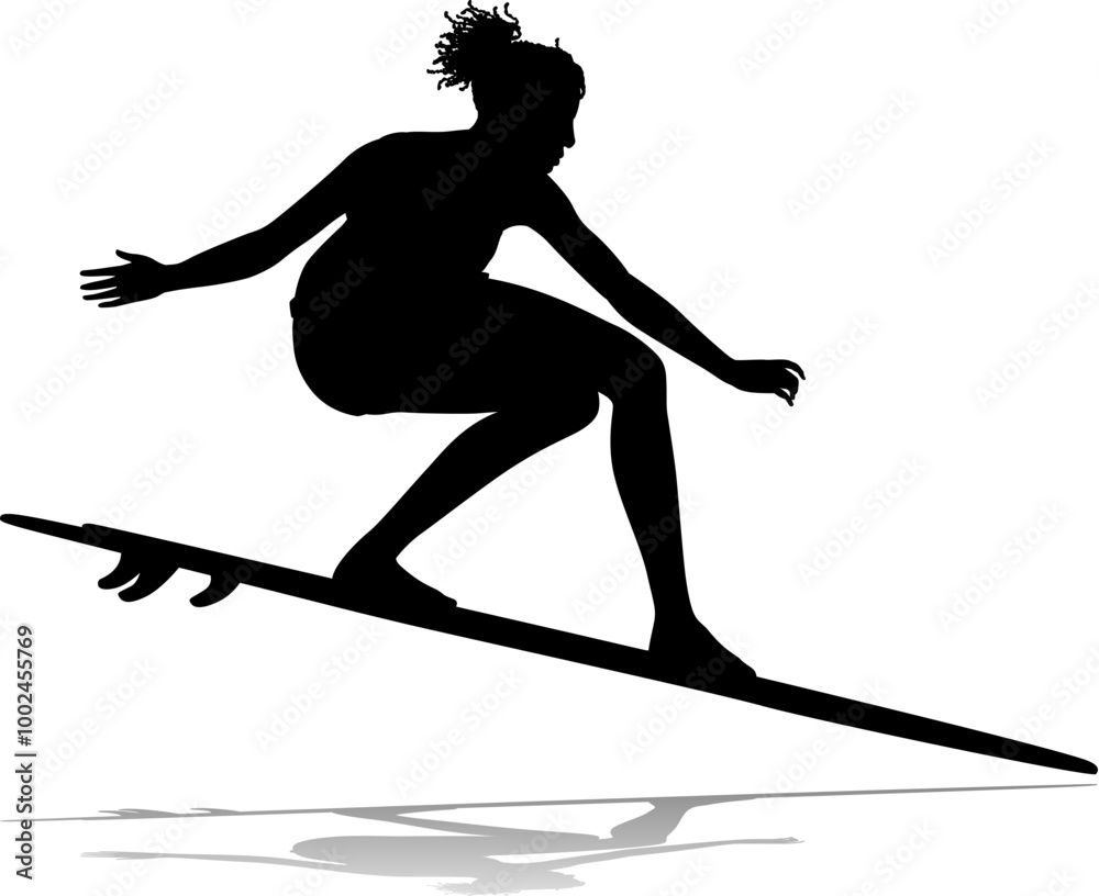 Surfer surfboard boarding female surfer surfing silhouette outline ...