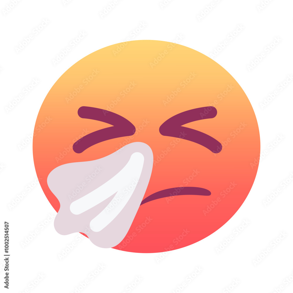 Sneezing face emoji icon. Trendy colors, popular element representing ...