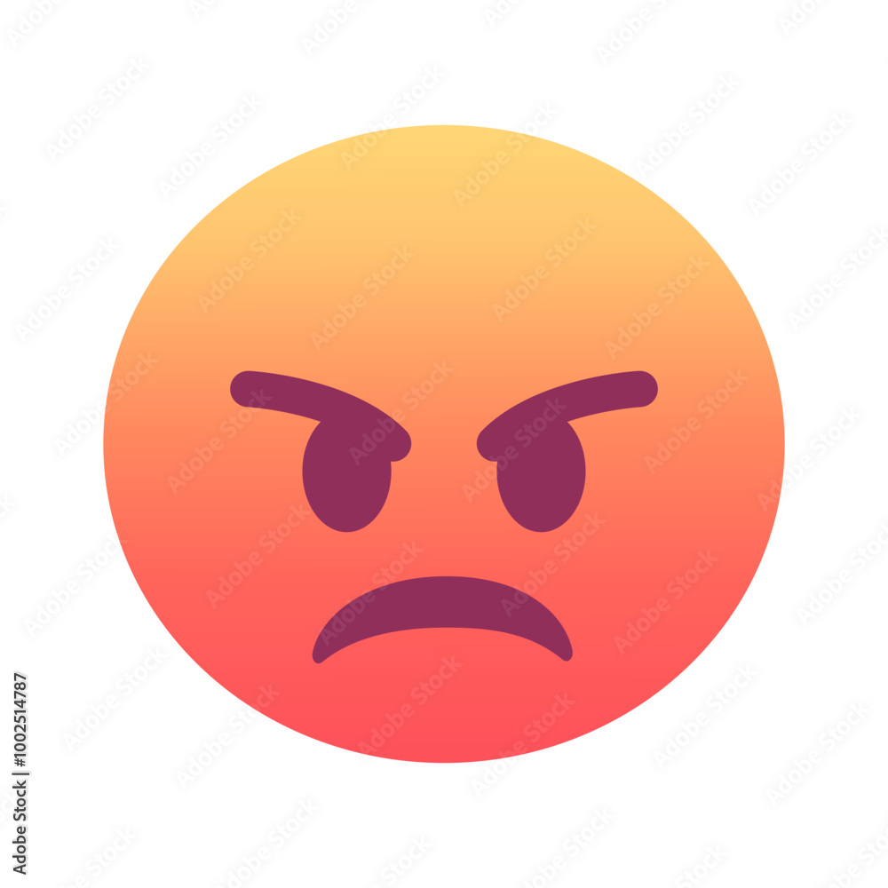 Angry face emoji icon. Trendy colors, popular element that conveys ...