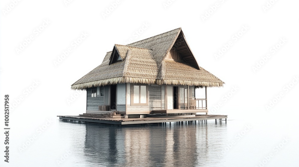 Traditional floating house in a village setting featuring a unique ...