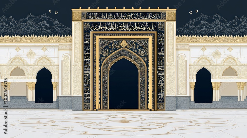 ภาพประกอบสต็อก Alexandria, Egypt, June 16, 2022, Kaaba door vector ...
