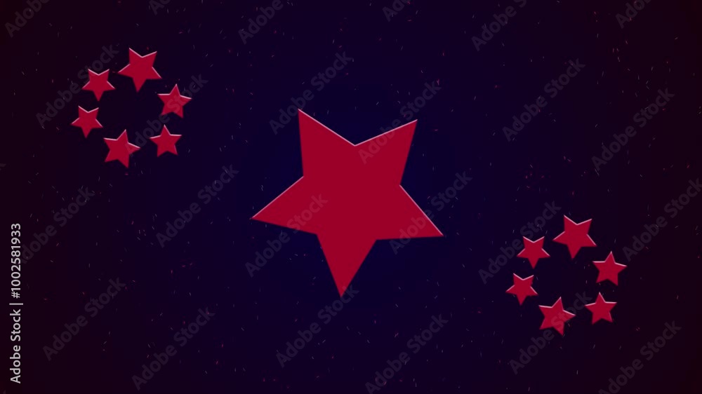 A set of red vintage stars with a distressed texture, featuring cracks ...