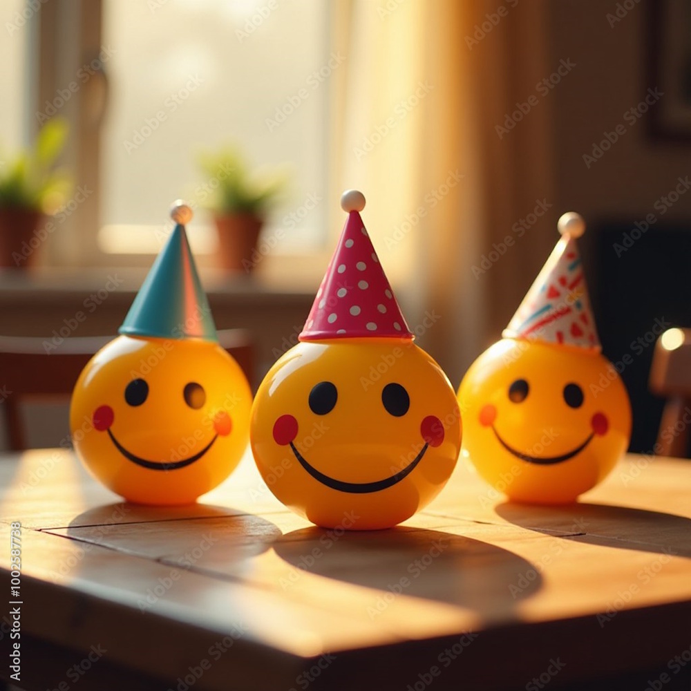 Smiley birthday emoji set. Smileys emoticon birthday party icon ...