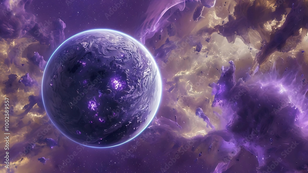 deep purple gold galaxy stock background. Swirling gold and purple ...