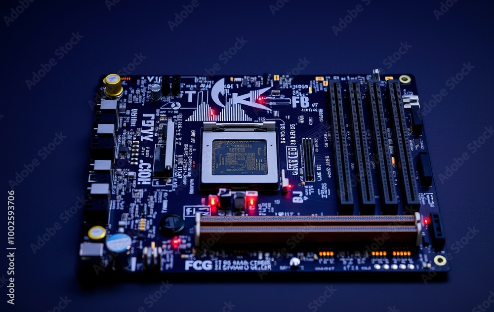 Circuit board with electrons. Motherboard. Electronic circuit board ...
