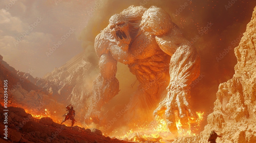 Clash of the Giants: Epic Battle of Colossal Figures in Chaotic ...