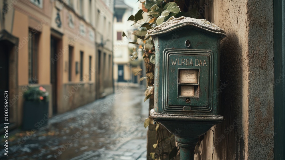 High-resolution image of a vintage postbox in a historic city ...