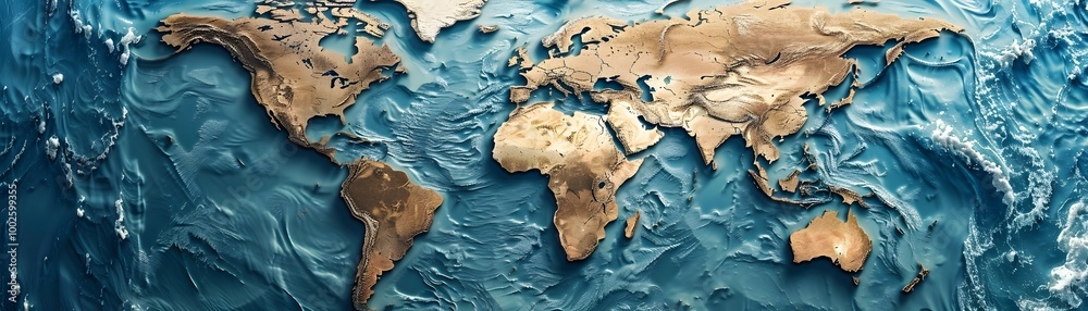 Distorted World Map Showing Future Coastlines Due to Rising Sea Levels ...