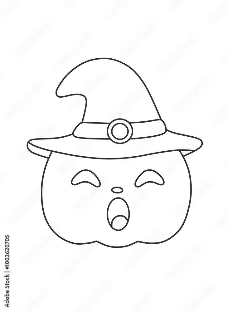 Halloween pumpkin coloring page for kids. Coloring page with funny ...