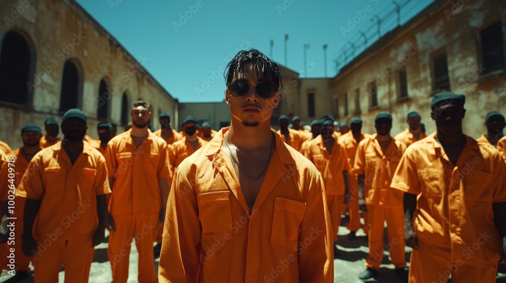 Prisoner in the Spotlight: A captivating image of a young man in an ...