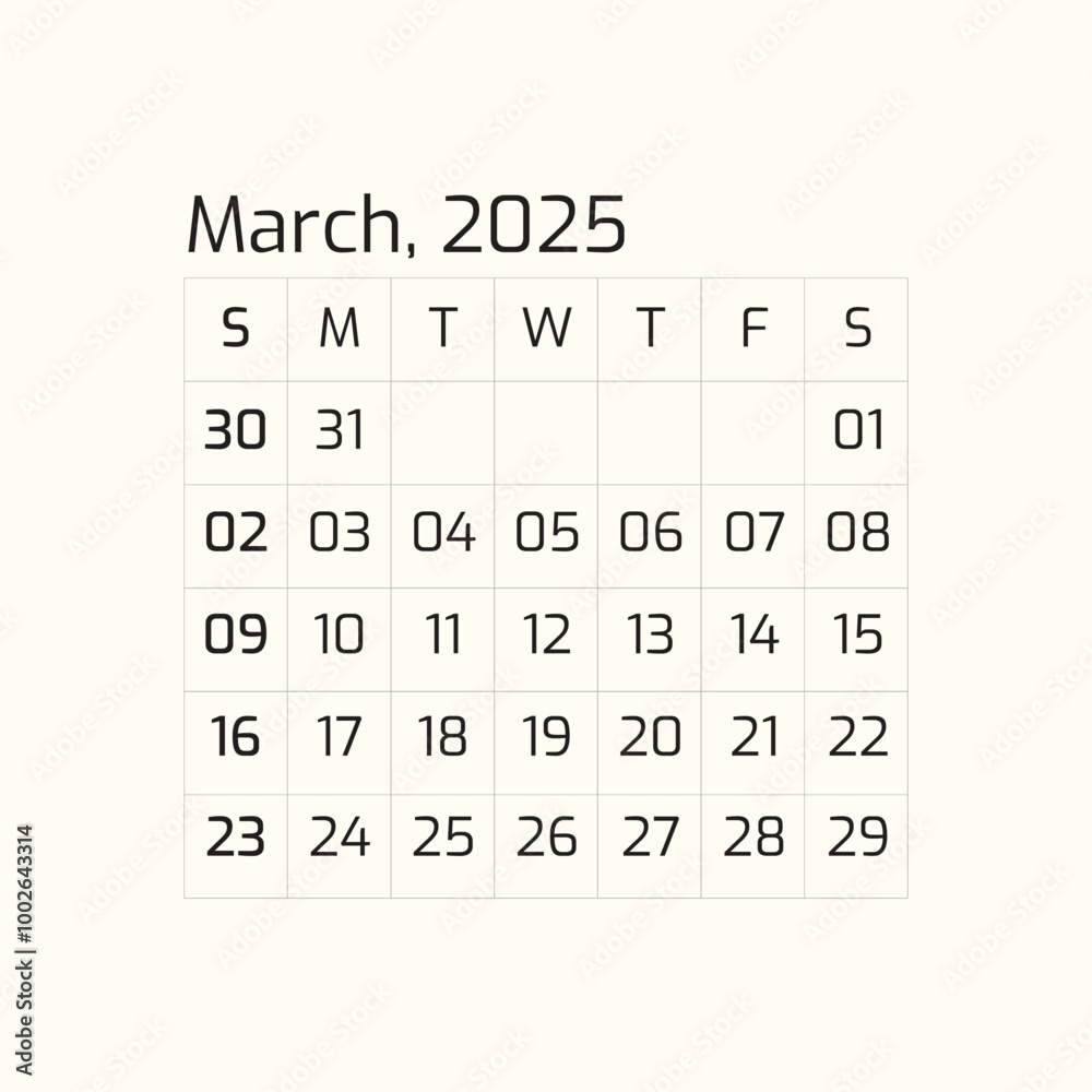 2025 March Year all months calendar Single Page corporate wall 2025 12 ...