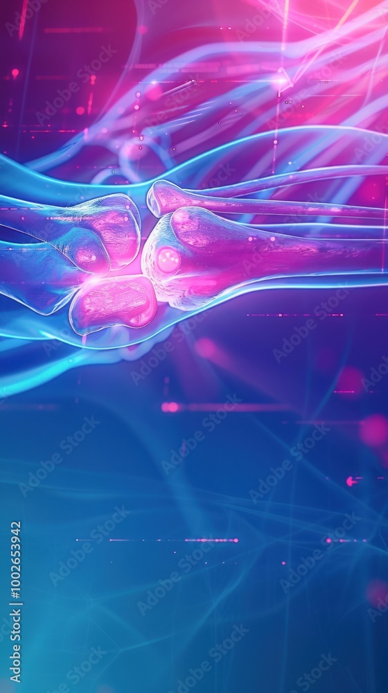 banner with A digital illustration of a knee anatomy with highlighted ...