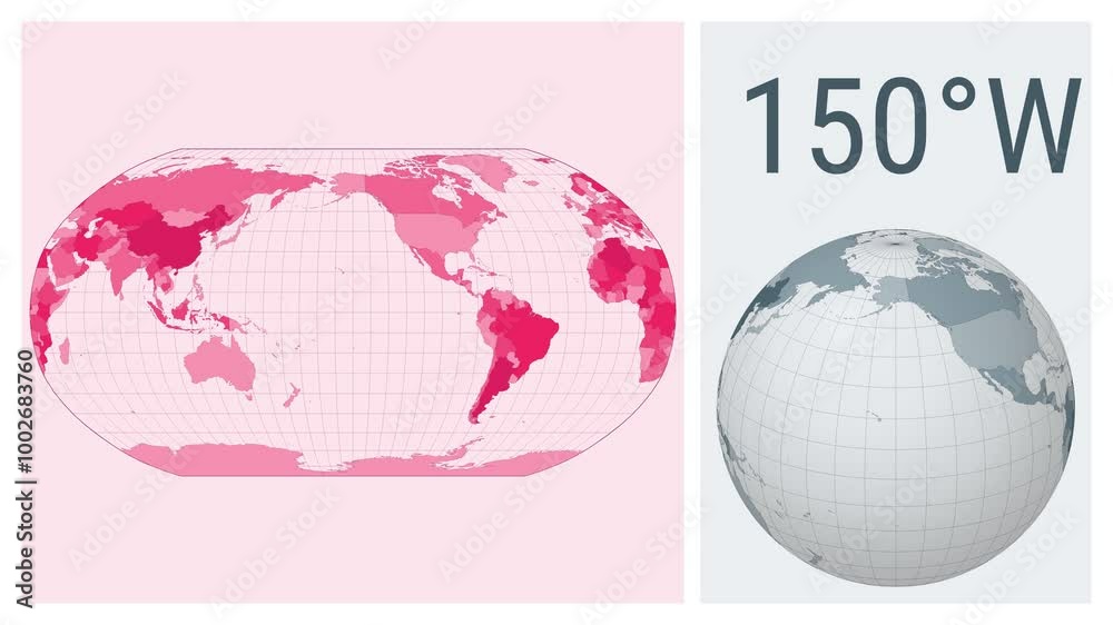 World Map Animation. Robinson projection. Colored countries style ...