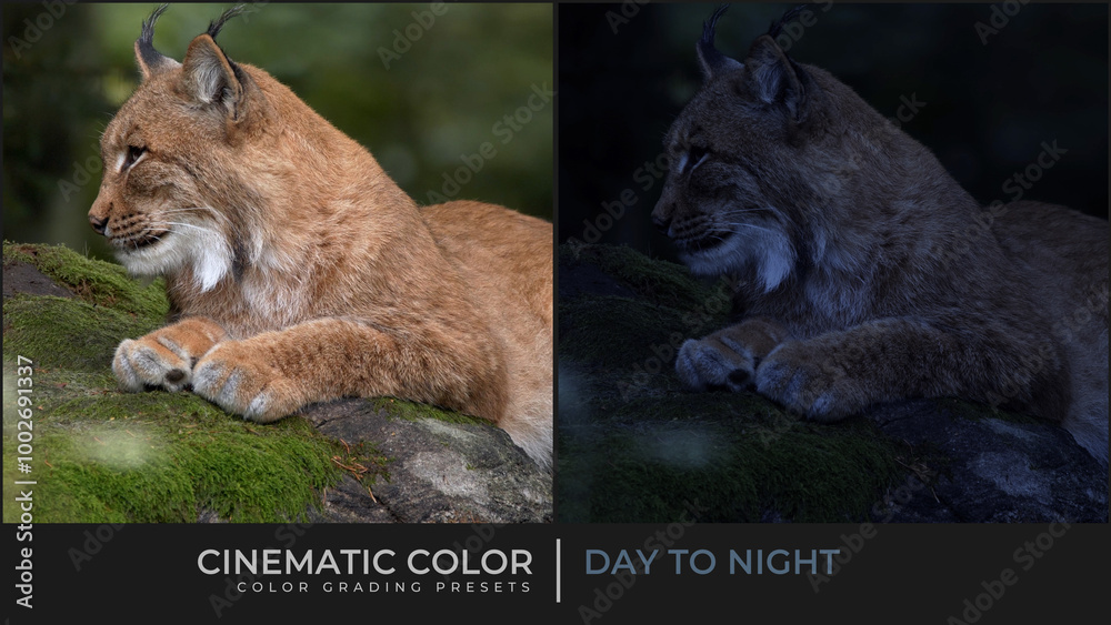 Day To Night Moody Cinematic Color Grading Presets plantilla de Stock ...