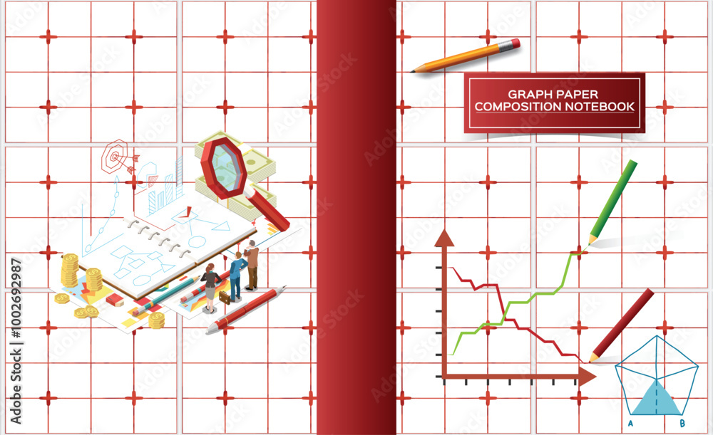 Graph paper compostion notebook.cover page for kdp amazon. Oblique ...